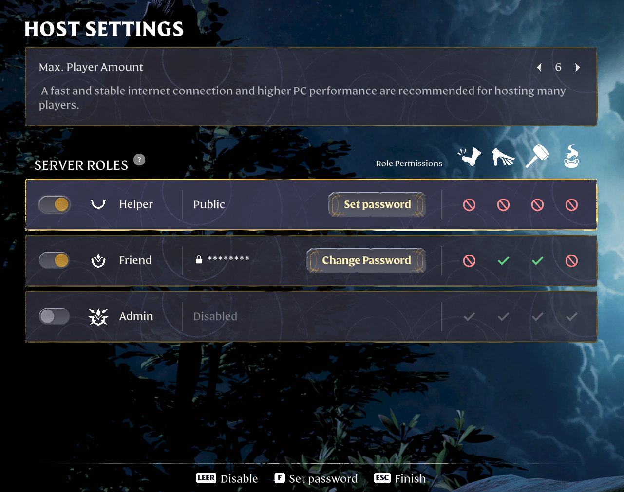 Server Roles Configuration – Enshrouded